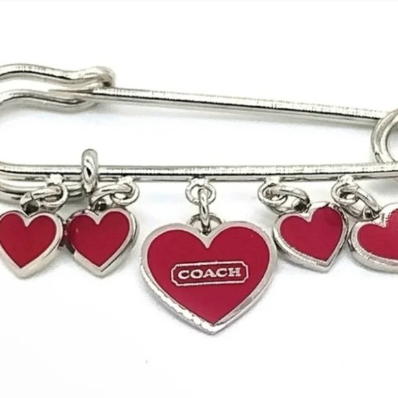 Coach | Jewelry | Vintage Y2k Coach Silver Pin With Red Enamel Dangling ...
